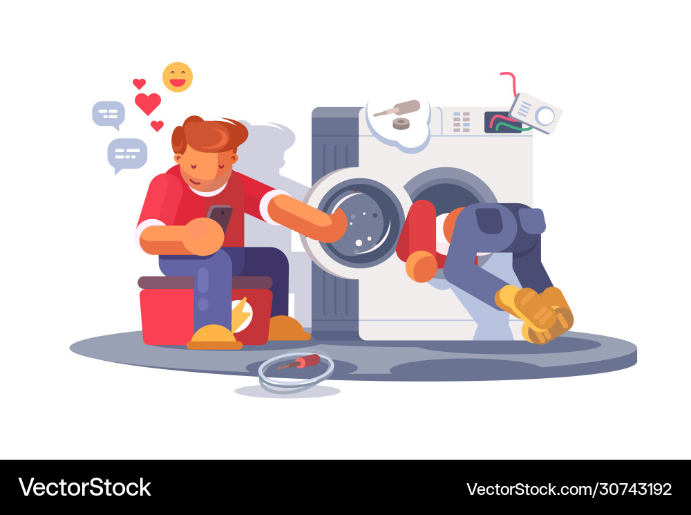 Washing machine repair Royalty Free Vector Image
