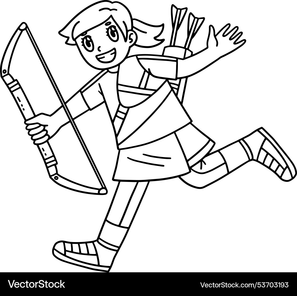 Archery female archer with bow and arrow isolated Vector Image
