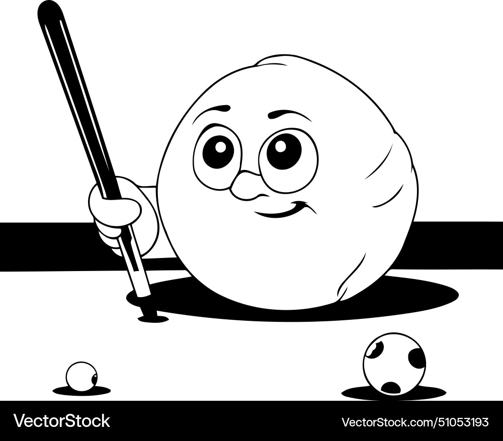Cartoon billiard ball with a stick Royalty Free Vector Image