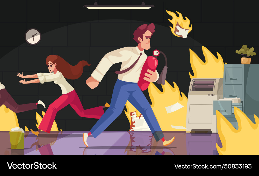 Evacuation cartoon poster Royalty Free Vector Image