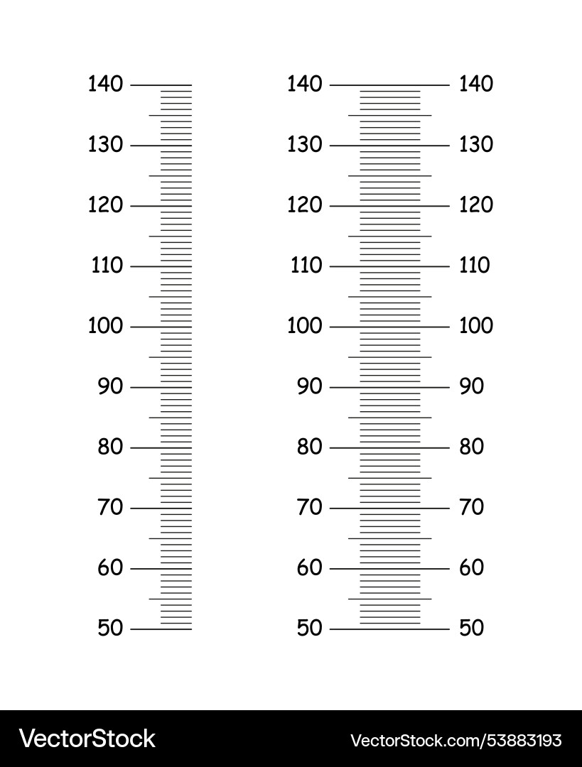 Height chart from 50 to 140 centimeters Royalty Free Vector