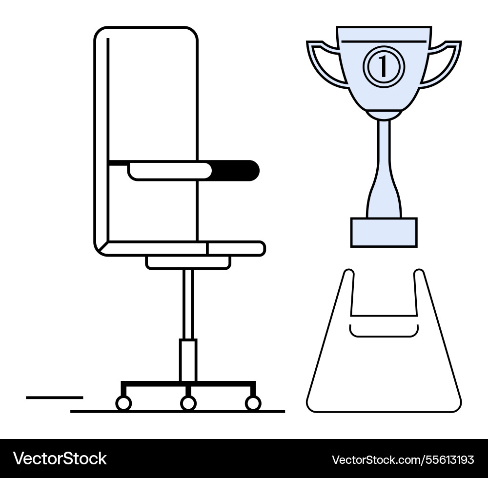 Office chair trophy and briefcase representing Vector Image