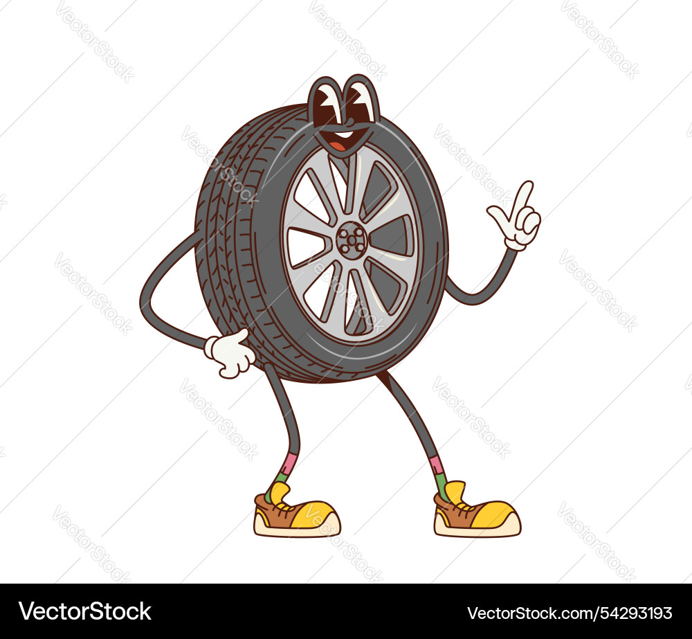 Retro Car Tire Character Royalty Free Vector Image