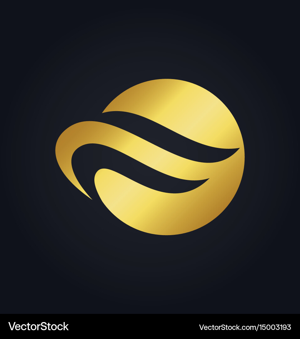 Round wave abstract gold logo Royalty Free Vector Image