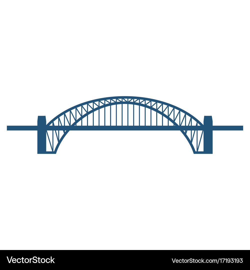 Sydney harbour bridge flat blue icon isolated Vector Image