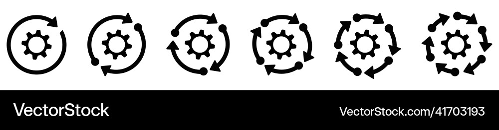 Sync process icon set gear rotate Royalty Free Vector Image