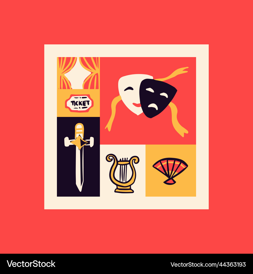 Theater sketch symbols Royalty Free Vector Image