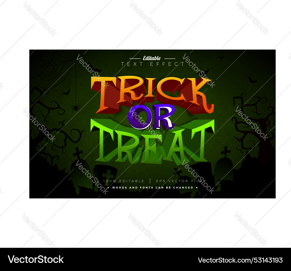 Trick or treat halloween text effect Royalty Free Vector