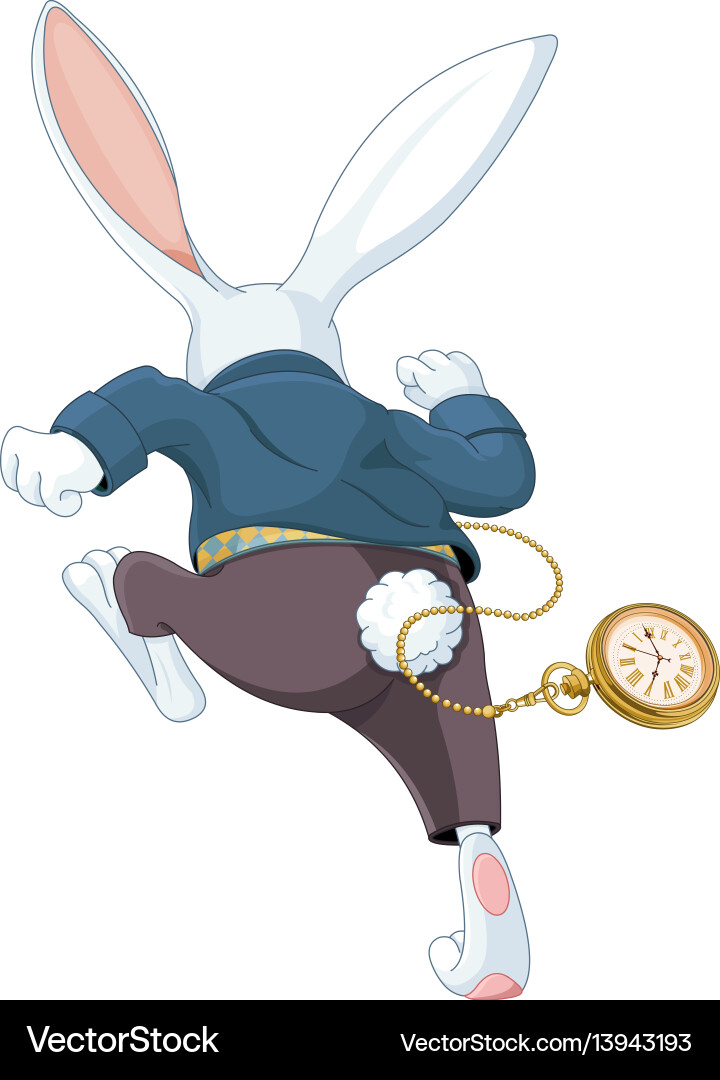 White rabbit running away Royalty Free Vector Image