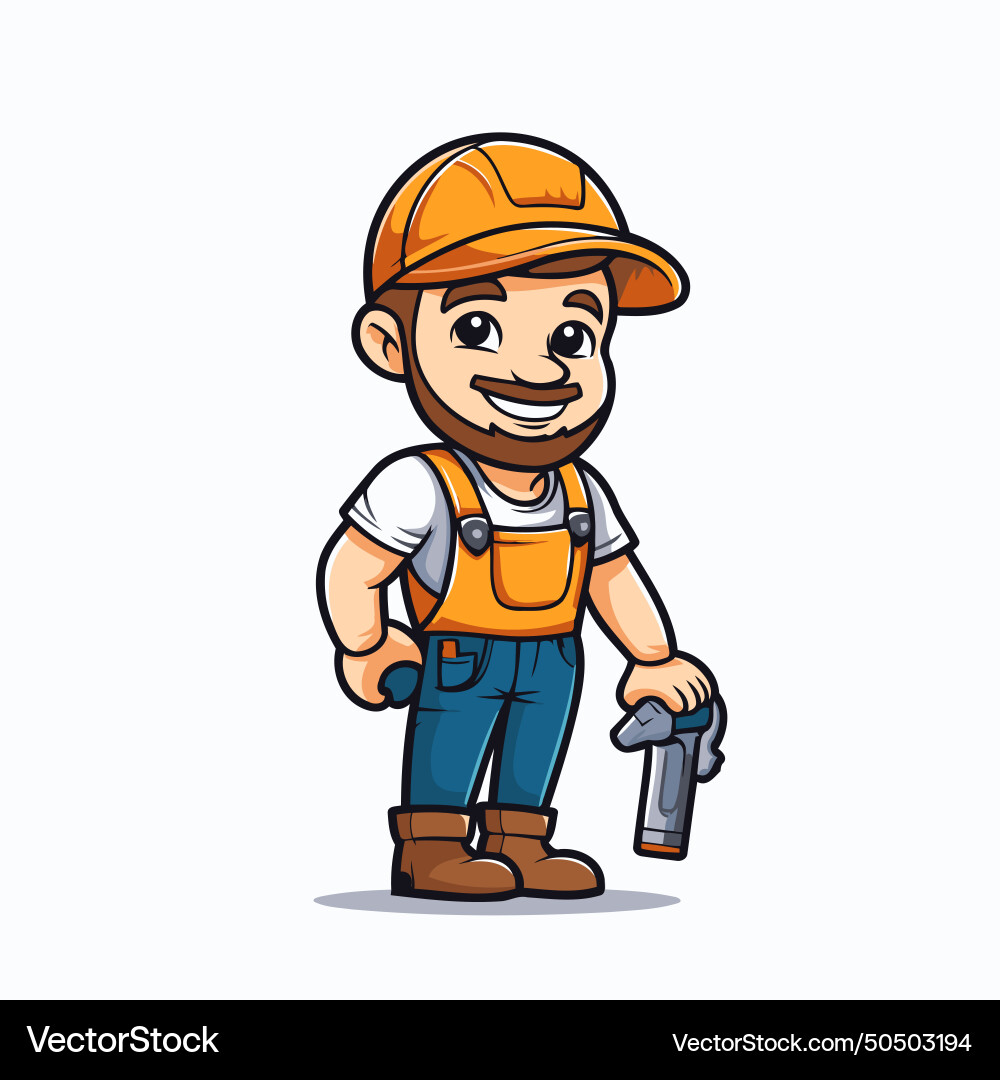 Cartoon handyman character isolated on white Vector Image