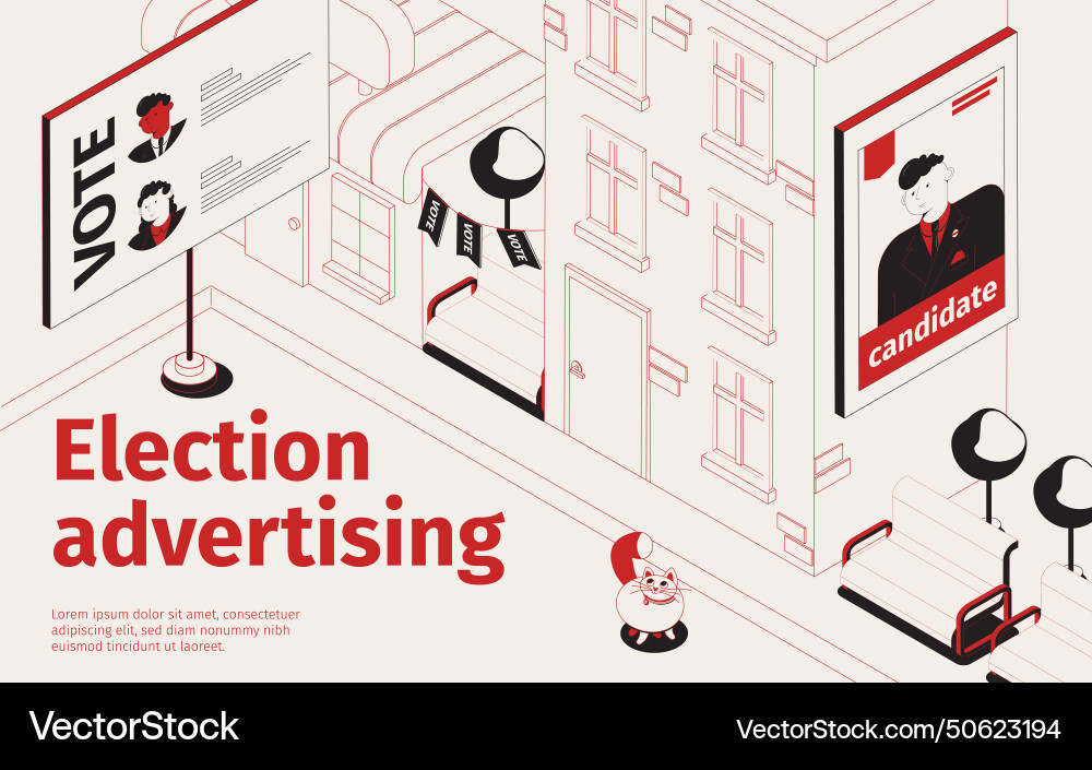 Election advertising isometric background Vector Image