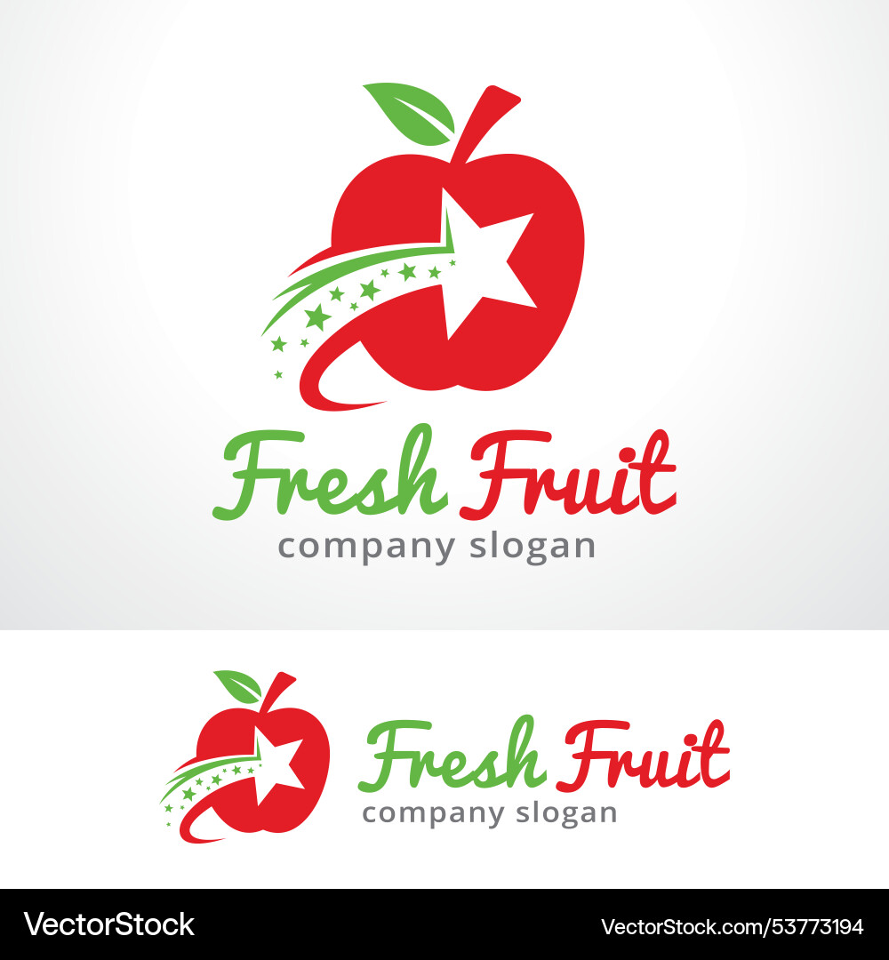 Fresh fruit logo template design emblem Royalty Free Vector