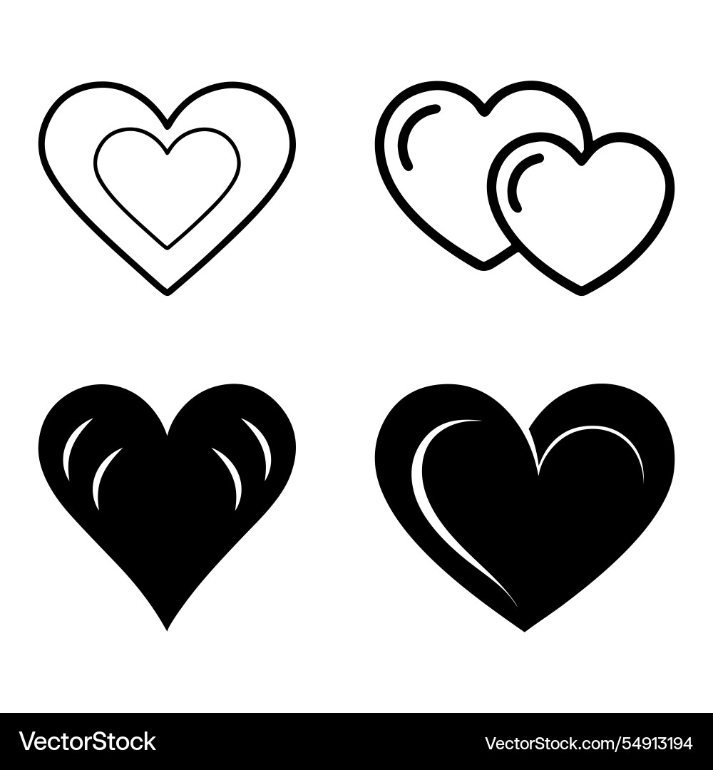 Heart silhouette icon set Royalty Free Vector Image