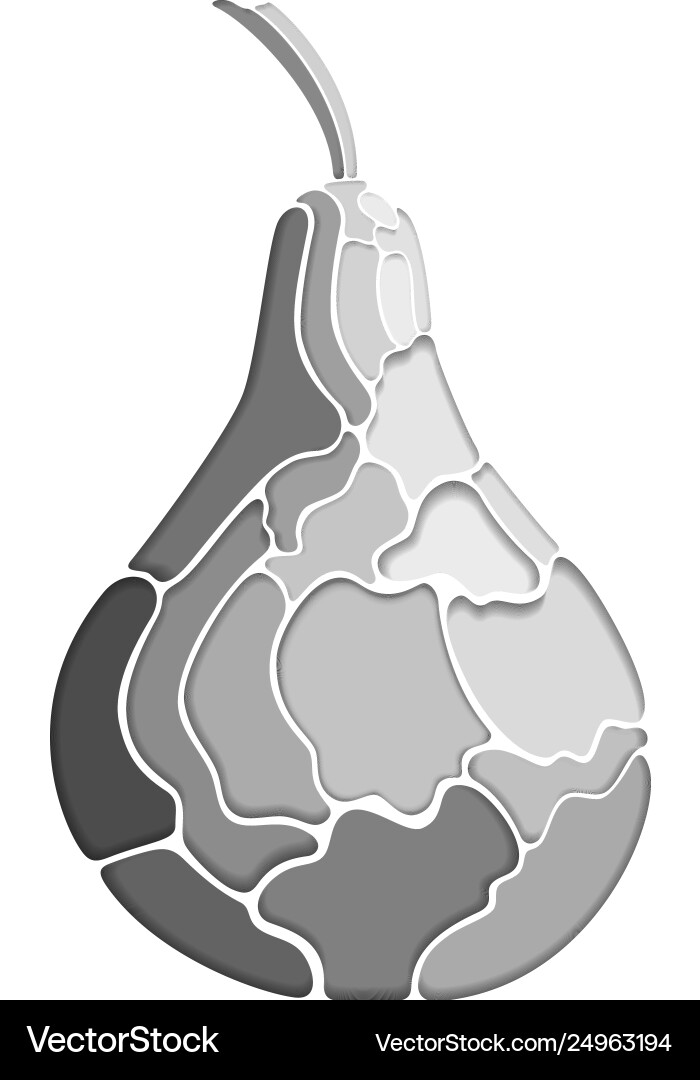 Isolated abstract pear in gray color on white Vector Image