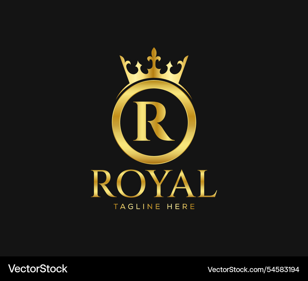 Luxurious royal r letter logo design Royalty Free Vector