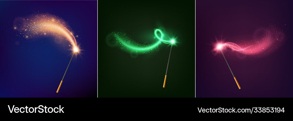 Magic wand realistic design concept Royalty Free Vector