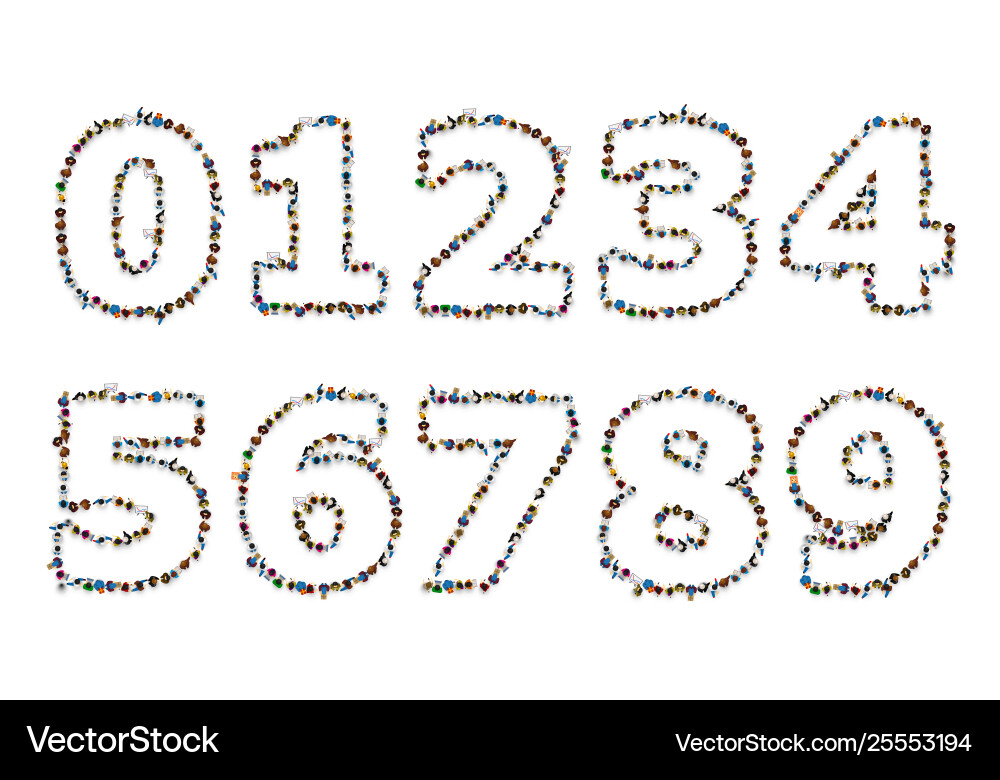People Forming Numbers Royalty Free Vector Image