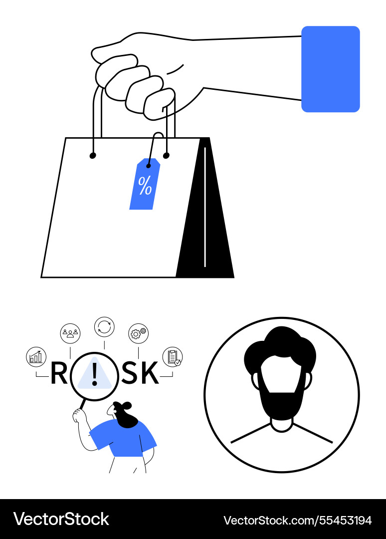 Shopping bag with discount tag risk assessment Vector Image