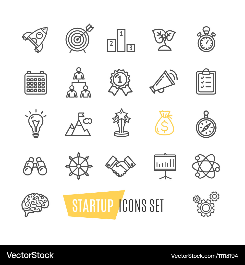 Start up motivation brainstorming icon set Vector Image