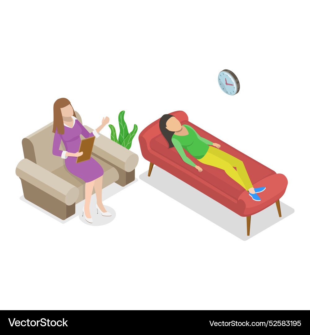 3d isometric flat set of psychotherapy Royalty Free Vector