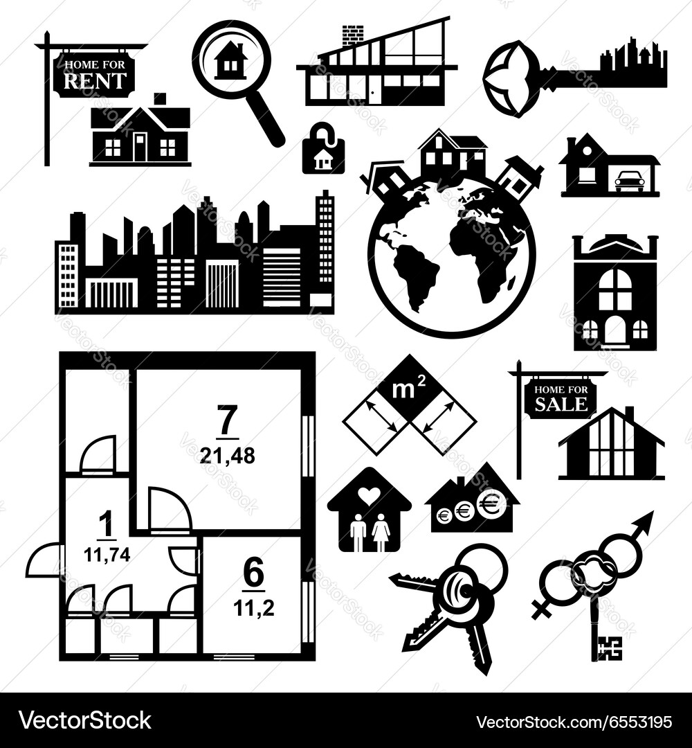 Big real estate icons set Royalty Free Vector Image