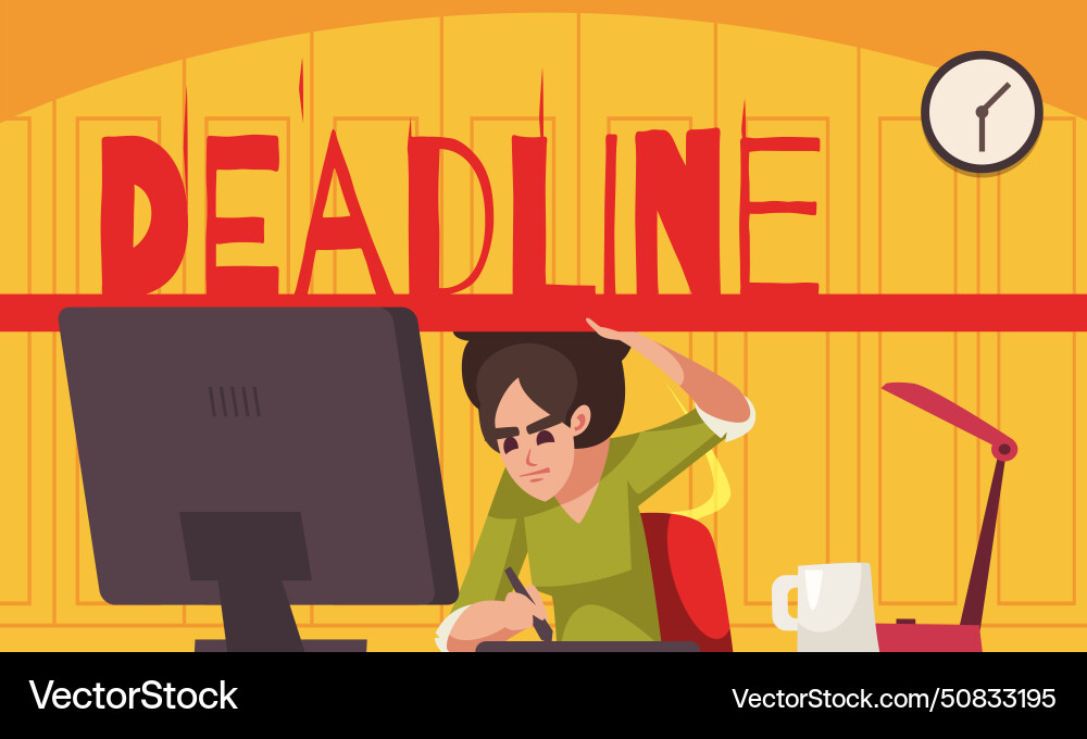 Deadline cartoon concept Royalty Free Vector Image