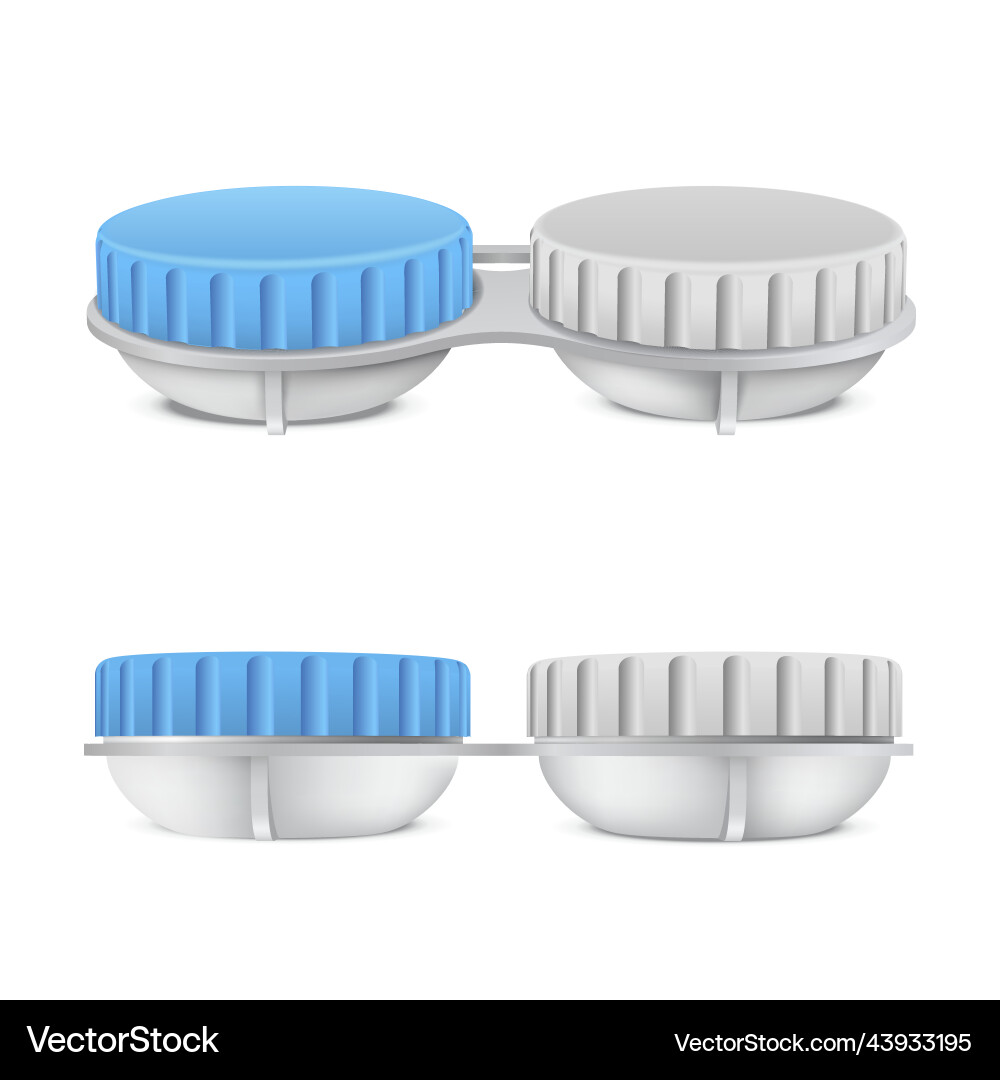 Eye lenses container top side view set realistic Vector Image