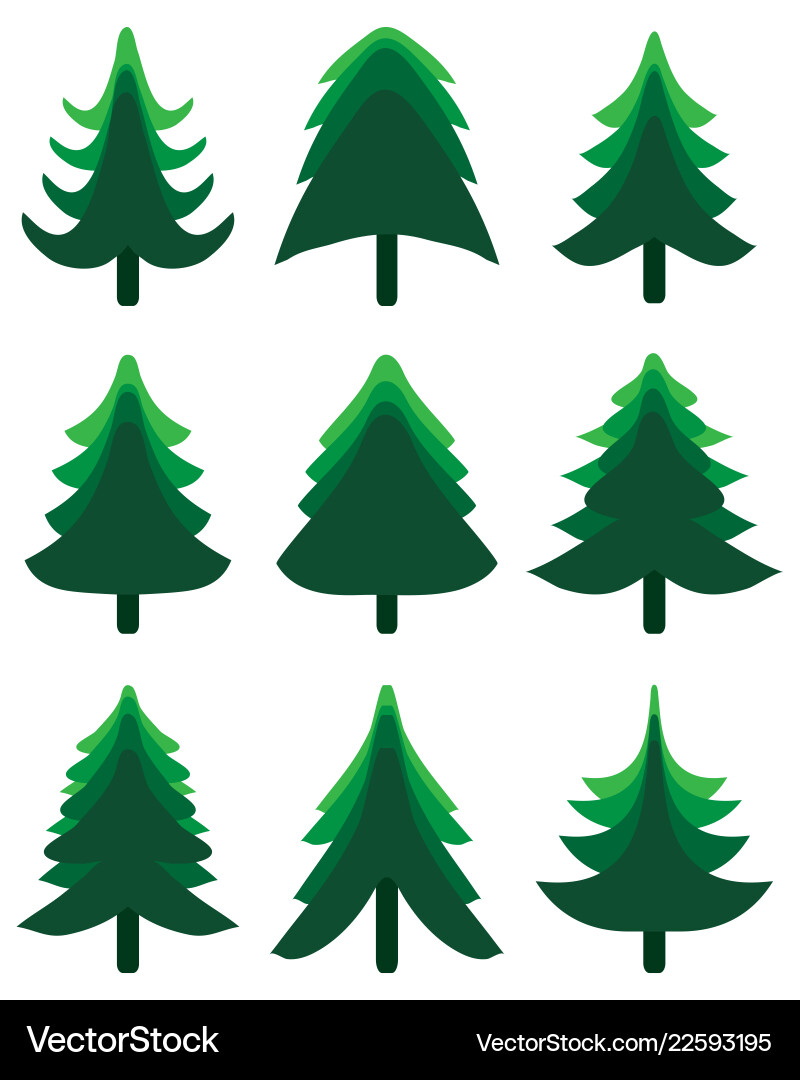 Green christmas trees Royalty Free Vector Image
