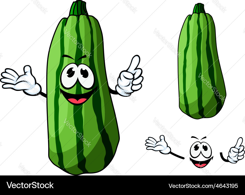 Happy green cartoon zucchini vegetable Royalty Free Vector