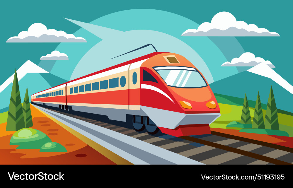 High-speed train on rails Royalty Free Vector Image