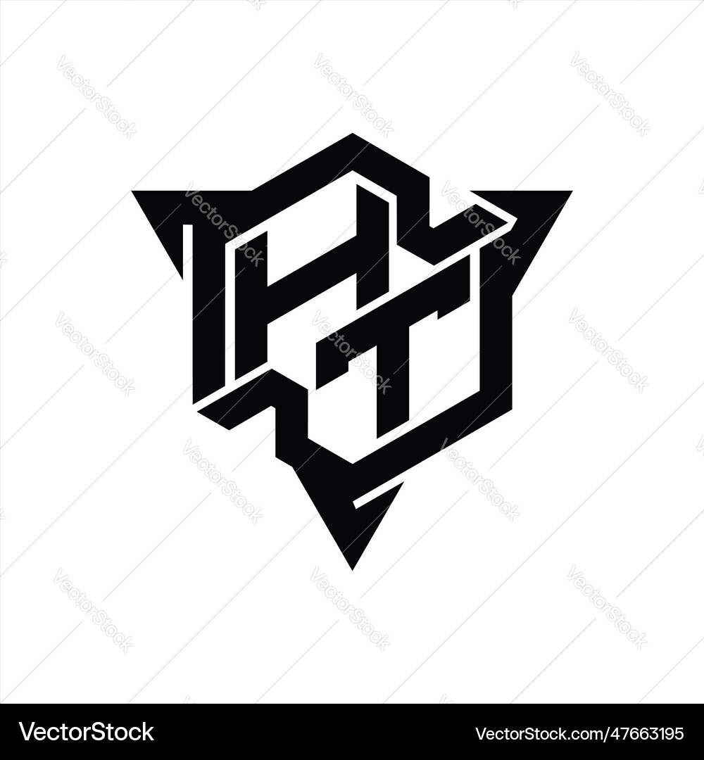 Ht logo monogram hexagon shape with triangle Vector Image