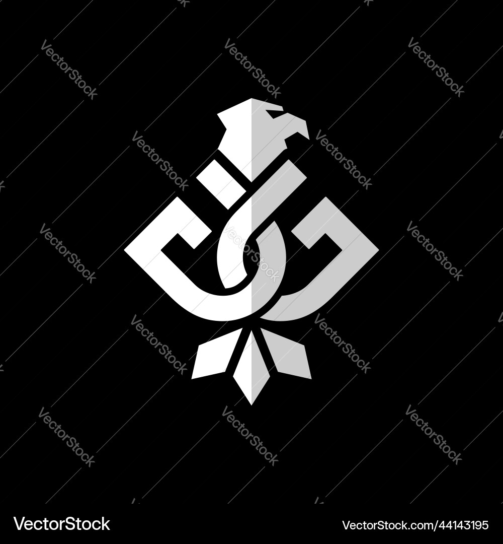 Initial letter g or gg logo template with eagle Vector Image
