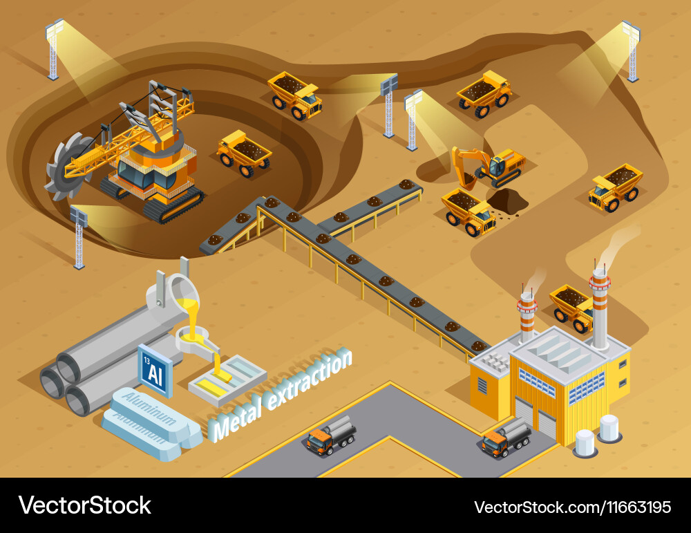 Mining isometric Royalty Free Vector Image - VectorStock