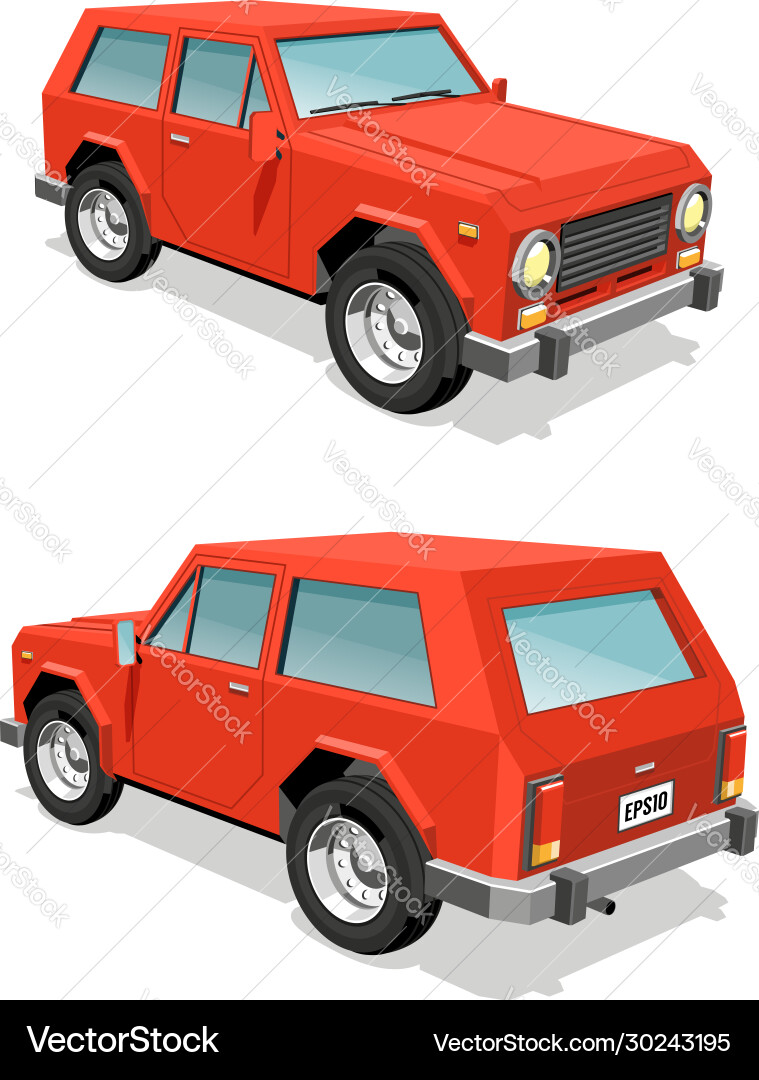 Red suv car front and rear view Royalty Free Vector Image