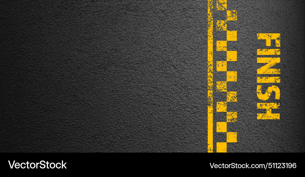 Asphalt road with yellow finish line marking Vector Image