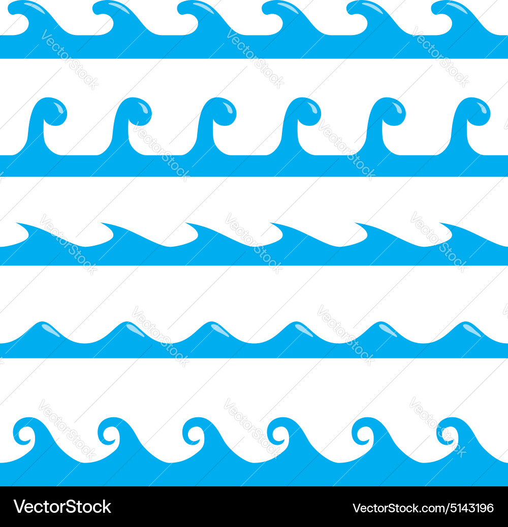 Blue Wave Pattern - Seamless Royalty Free Vector Image