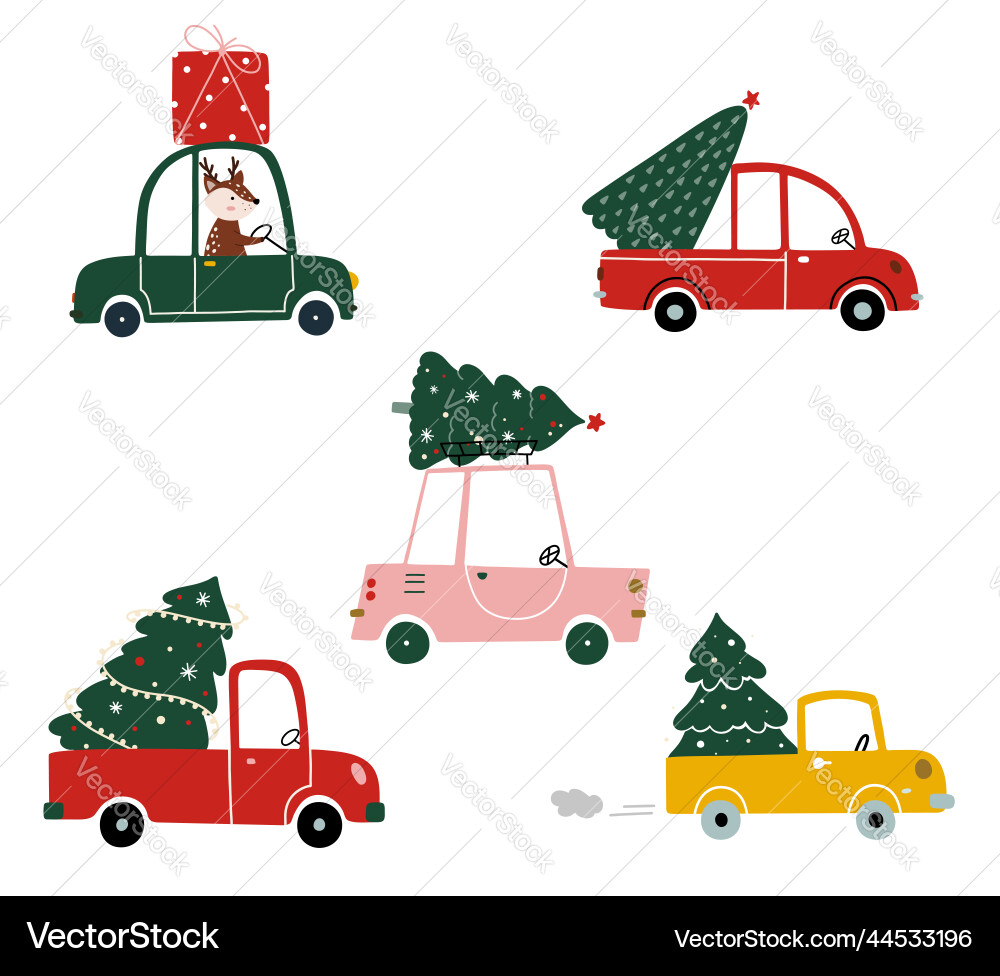 Christmas Trucks & Trees Royalty Free Vector Image