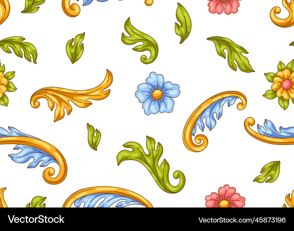Decorative floral seamless pattern in baroque Vector Image