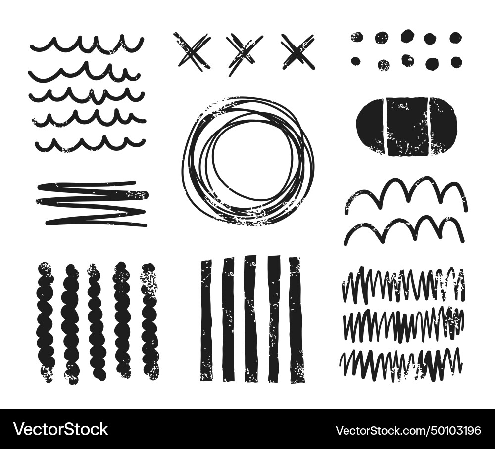 Hand drawn doodle lines curves shapes objects Vector Image