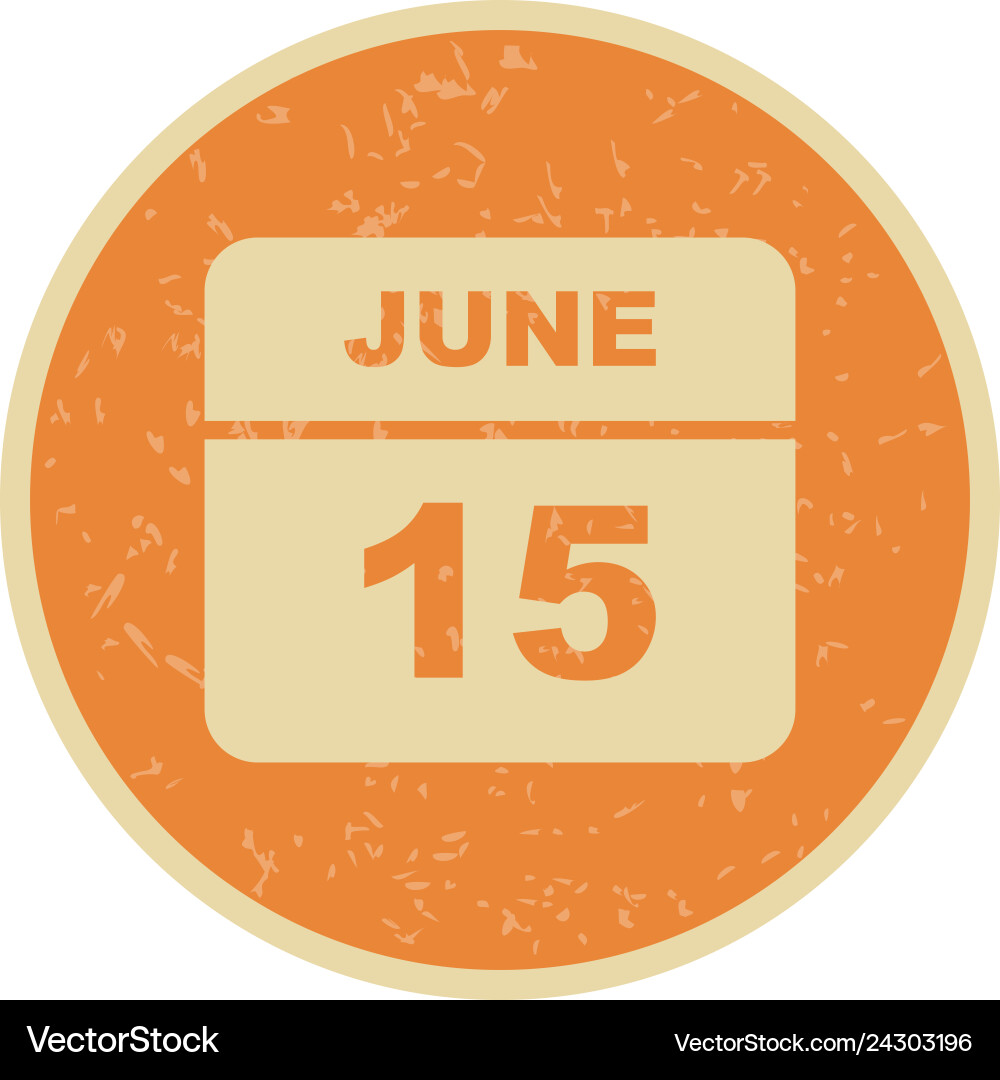 June 15th date on a single day calendar Royalty Free Vector