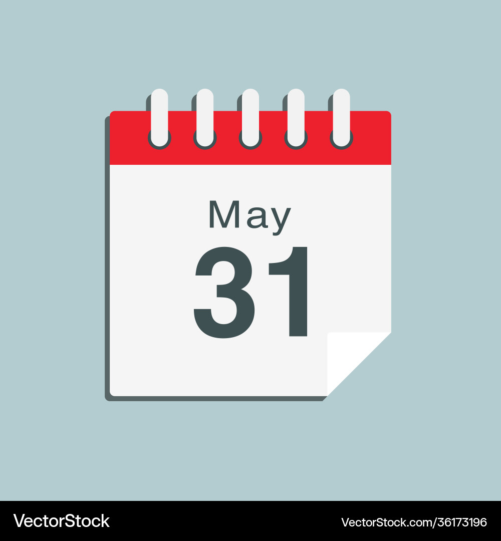 May 31st Calendar Page - Date Template Royalty Free Vector