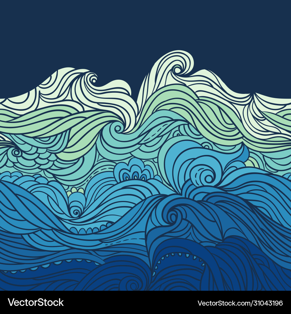 Ocean Wave Border Watercolor Water Wave Clipart, Blue Waves Clip Art,