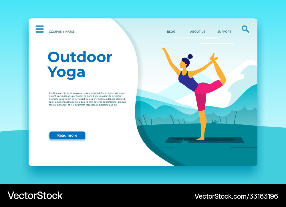 Outdoor yoga classes landing page banner Vector Image