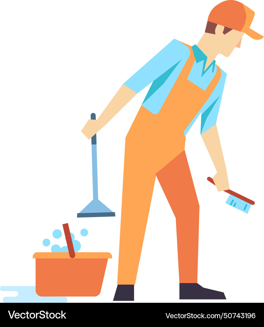 Professional cleaner with washing tools cleaning Vector Image