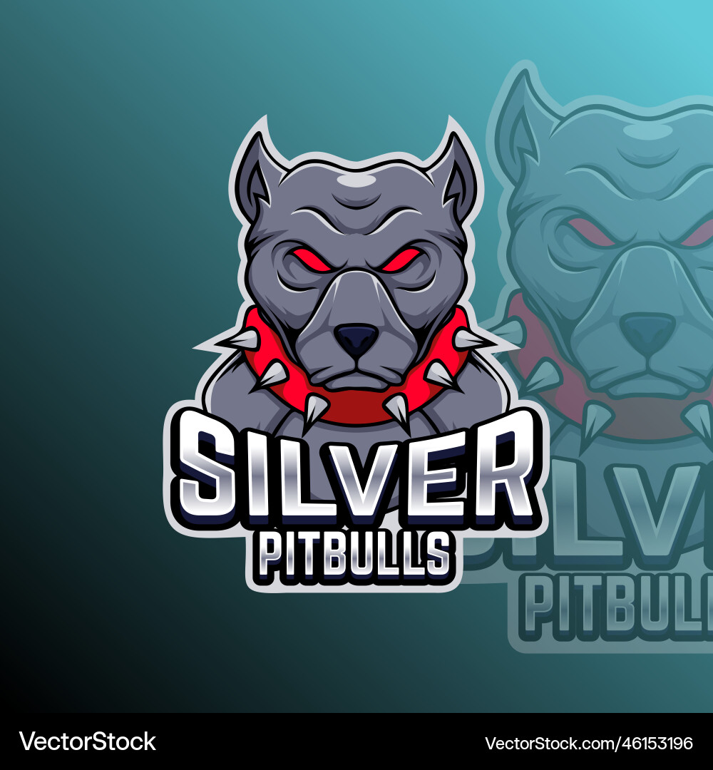 Silver pitbulls animal team badge Royalty Free Vector Image