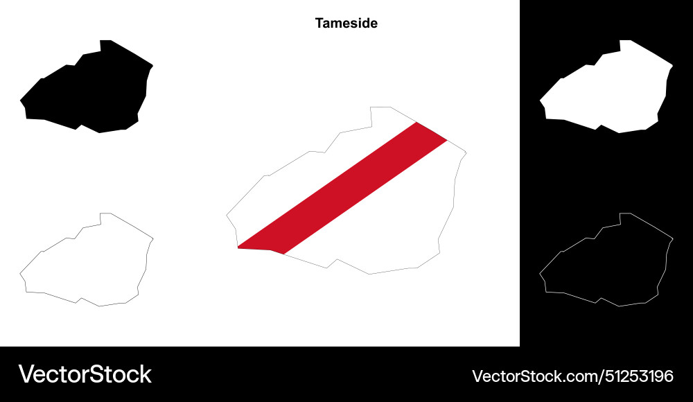 Tameside outline map Royalty Free Vector Image