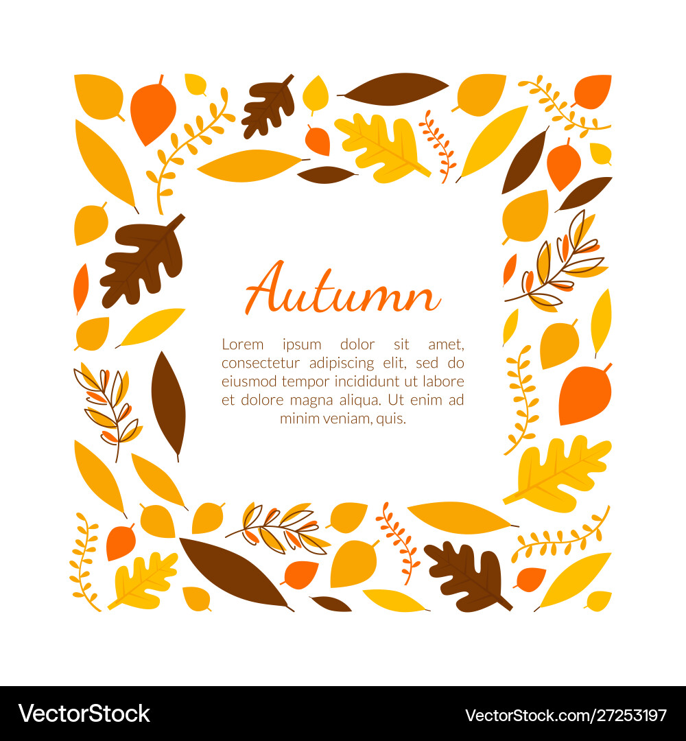 Autumn Leaves Square Frame Royalty Free Vector Image