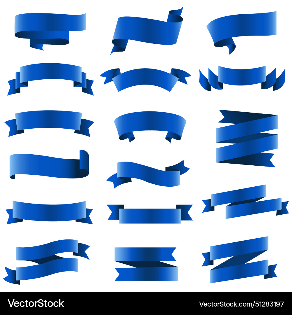 Blue silk ribbons white background Royalty Free Vector Image