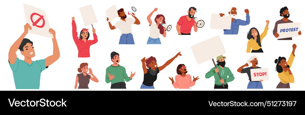 Diverse group of aggressive characters Royalty Free Vector