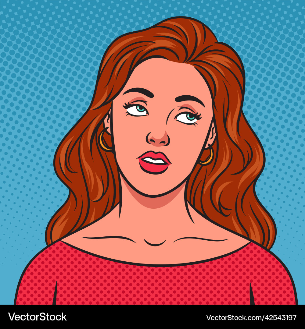 Eye roll girl comic book pop art Royalty Free Vector Image